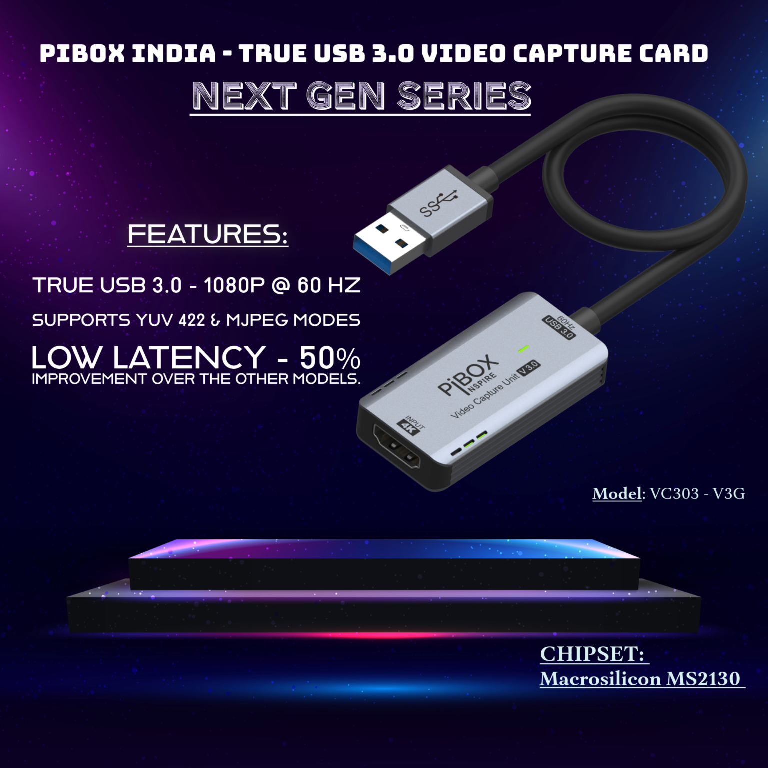Upgraded Video Capture Card Cable GEN 3 60 FPS, PiBOX INDIA 4K HDMI to ...
