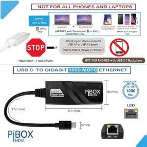 pibox India USB C to Ethernet, RJ45 to USB C Thunderbolt 3/Type-C ...