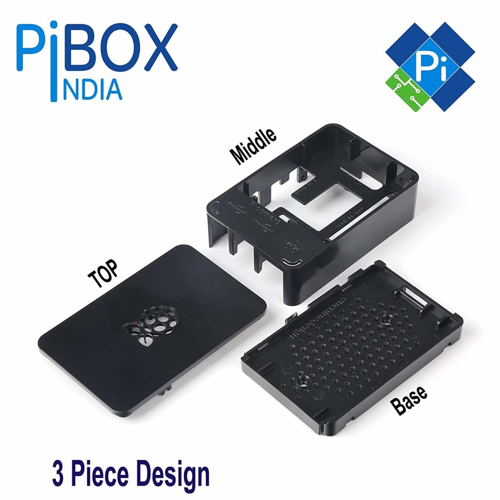 PiBOX India Raspberry Pi 4 Case 1Gb, 2GB, 4GB Black, Raspberry Pi 4 ...